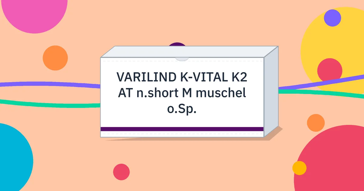 Symbolbild: Packung mit der Aufschrift VARILIND K-VITAL K2 AT n.short M muschel o.Sp. (PZN 20562450) – Verfügbarkeit und Bezug in Apotheken in Frankfurt am Main
