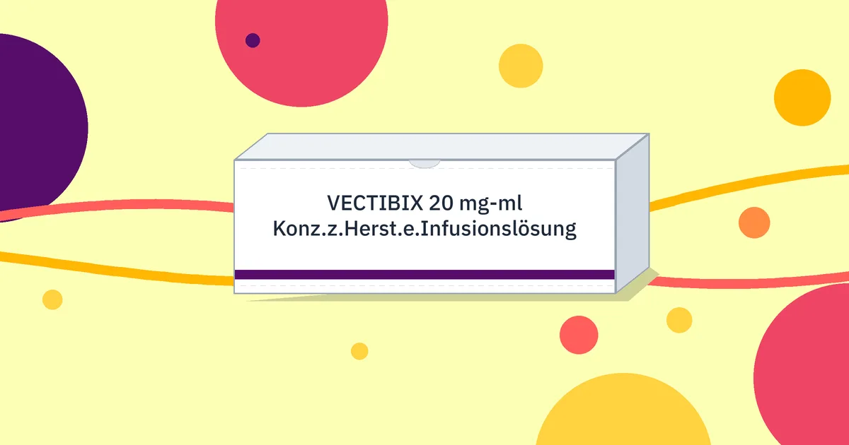 Symbolbild: Packung mit der Aufschrift VECTIBIX 20 mg-ml Konz.z.Herst.e.Infusionslösung (PZN 13967258) – Verfügbarkeit und Bezug in Apotheken in Frankfurt am Main
