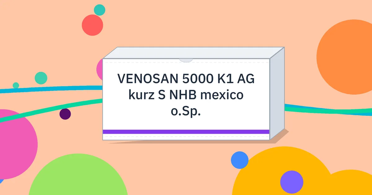 Symbolbild: Packung mit der Aufschrift VENOSAN 5000 K1 AG kurz S NHB mexico o.Sp. (PZN 14429801) – Verfügbarkeit und Bezug in Apotheken in Frankfurt am Main