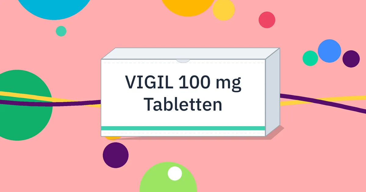 Symbolbild: Packung mit der Aufschrift VIGIL 100 mg Tabletten (PZN 04603965) – Verfügbarkeit und Bezug in Apotheken in Frankfurt am Main