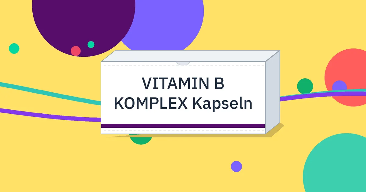 Symbolbild: Packung mit der Aufschrift VITAMIN B KOMPLEX Kapseln (PZN 09239487) – Verfügbarkeit und Bezug in Apotheken in Frankfurt am Main