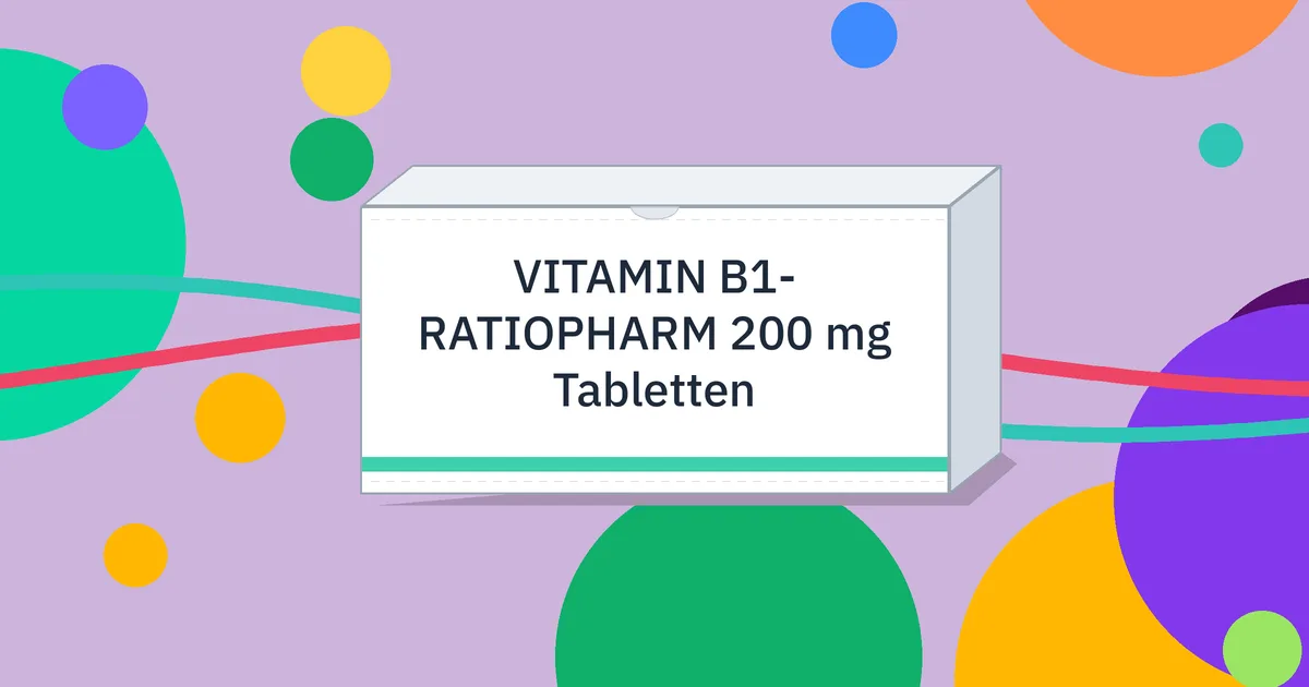 Symbolbild: Packung mit der Aufschrift VITAMIN B1-RATIOPHARM 200 mg Tabletten (PZN 01586054) – Verfügbarkeit und Bezug in Apotheken in Frankfurt am Main
