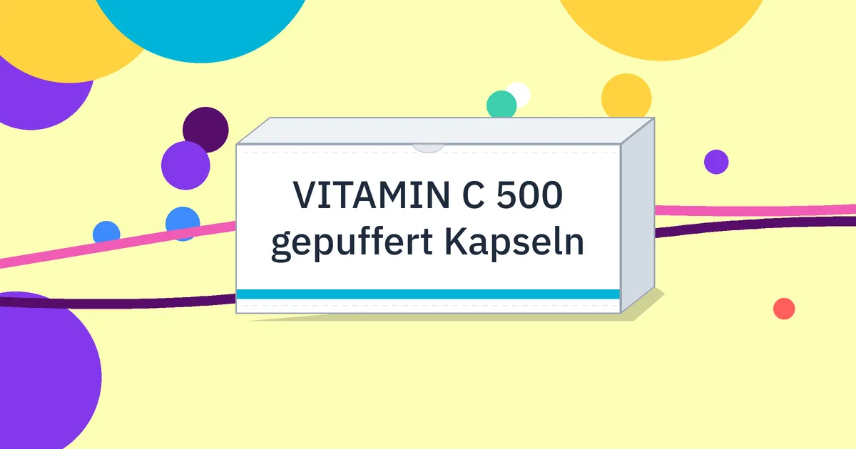 Symbolbild: Packung mit der Aufschrift VITAMIN C 500 gepuffert Kapseln (PZN 19849933) – Verfügbarkeit und Bezug in Apotheken in Frankfurt am Main
