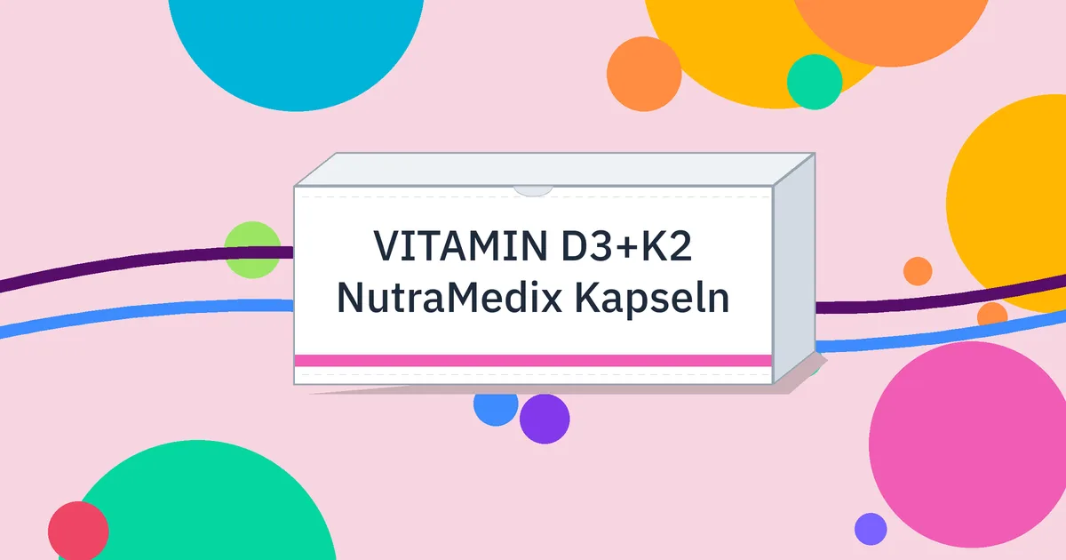Symbolbild: Packung mit der Aufschrift VITAMIN D3+K2 NutraMedix Kapseln (PZN 18103597) – Verfügbarkeit und Bezug in Apotheken in Frankfurt am Main