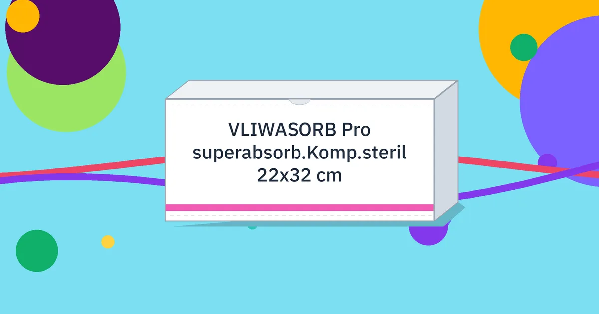 Symbolbild: Packung mit der Aufschrift VLIWASORB Pro superabsorb.Komp.steril 22x32 cm (PZN 19704471) – Verfügbarkeit und Bezug in Apotheken in Frankfurt am Main