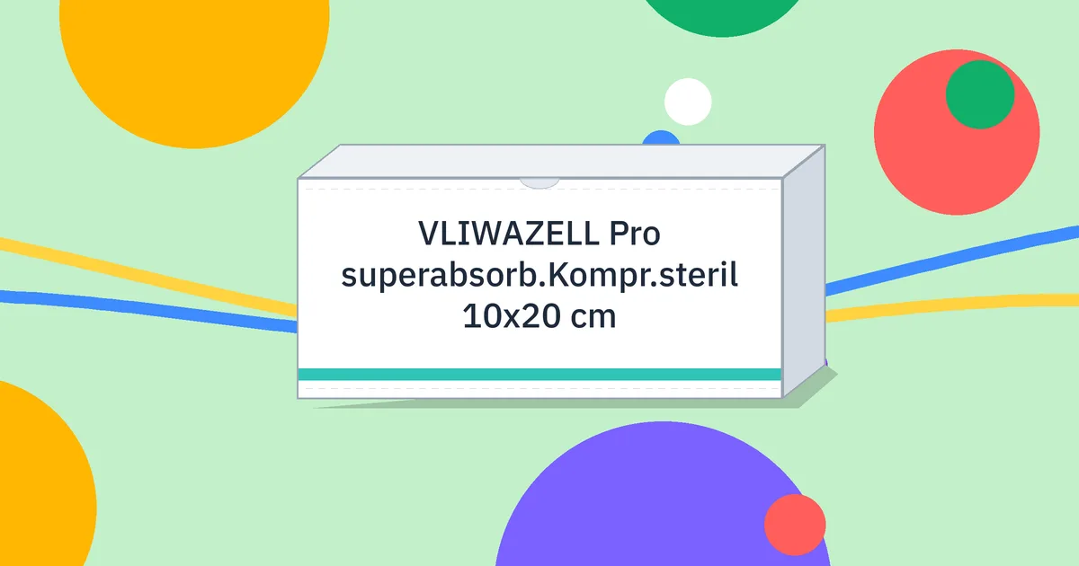 Symbolbild: Packung mit der Aufschrift VLIWAZELL Pro superabsorb.Kompr.steril 10x20 cm (PZN 20545368) – Verfügbarkeit und Bezug in Apotheken in Frankfurt am Main