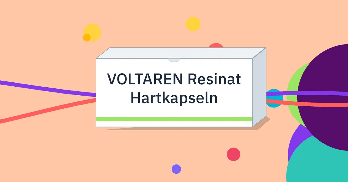Symbolbild: Packung mit der Aufschrift VOLTAREN Resinat Hartkapseln (PZN 06877187) – Verfügbarkeit und Bezug in Apotheken in Frankfurt am Main
