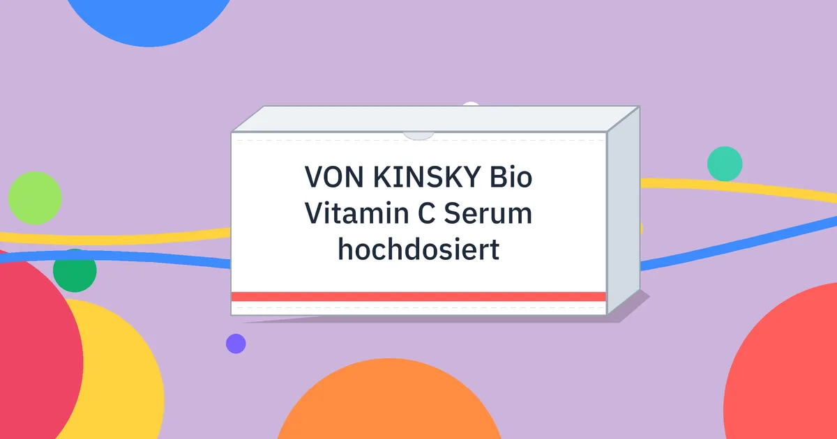 Symbolbild: Packung mit der Aufschrift VON KINSKY Bio Vitamin C Serum hochdosiert (PZN 18602751) – Verfügbarkeit und Bezug in Apotheken in Frankfurt am Main