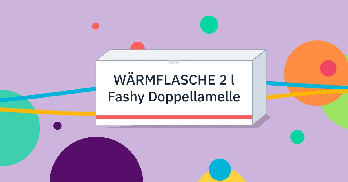 Symbolbild: Packung mit der Aufschrift WÄRMFLASCHE 2 l Fashy Doppellamelle (PZN 03235086) – Verfügbarkeit und Bezug in Apotheken in Frankfurt am Main
