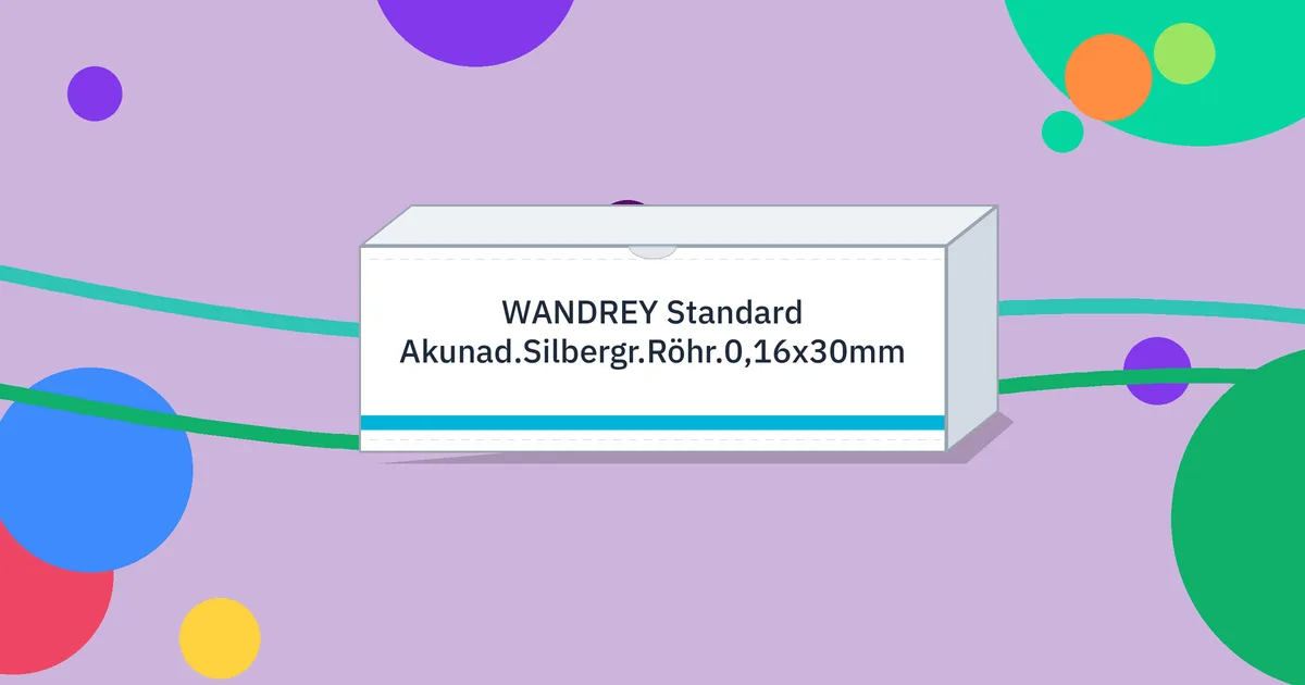 Symbolbild: Packung mit der Aufschrift WANDREY Standard Akunad.Silbergr.Röhr.0,16x30mm (PZN 01395785) – Verfügbarkeit und Bezug in Apotheken in Frankfurt am Main