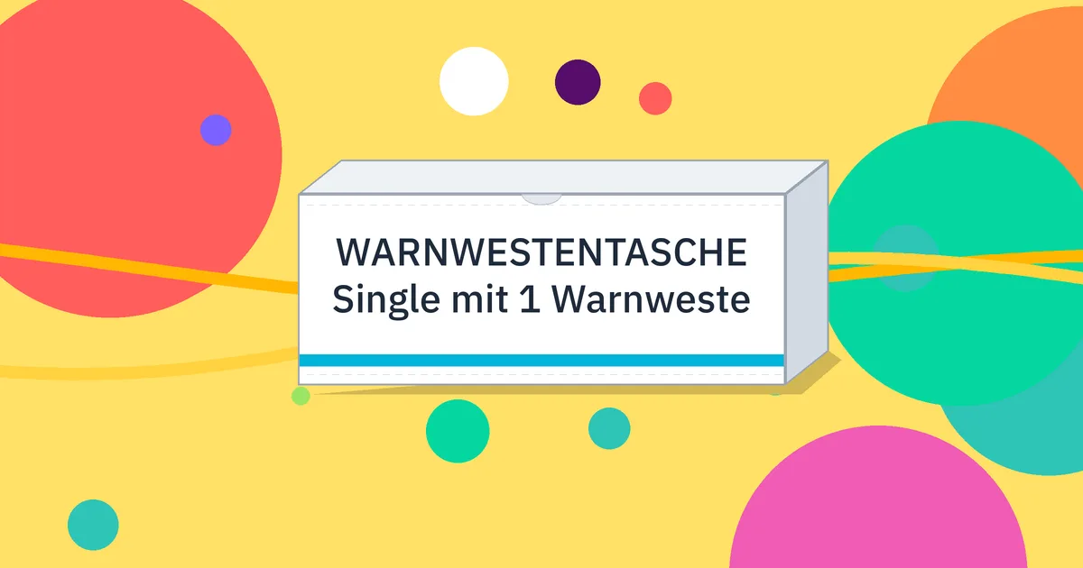 Symbolbild: Packung mit der Aufschrift WARNWESTENTASCHE Single mit 1 Warnweste (PZN 07589728) – Verfügbarkeit und Bezug in Apotheken in Frankfurt am Main