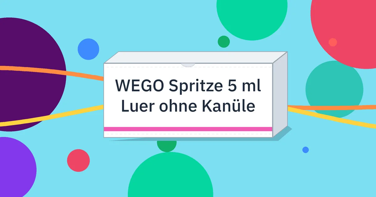 Symbolbild: Packung mit der Aufschrift WEGO Spritze 5 ml Luer ohne Kanüle (PZN 18859042) – Verfügbarkeit und Bezug in Apotheken in Frankfurt am Main
