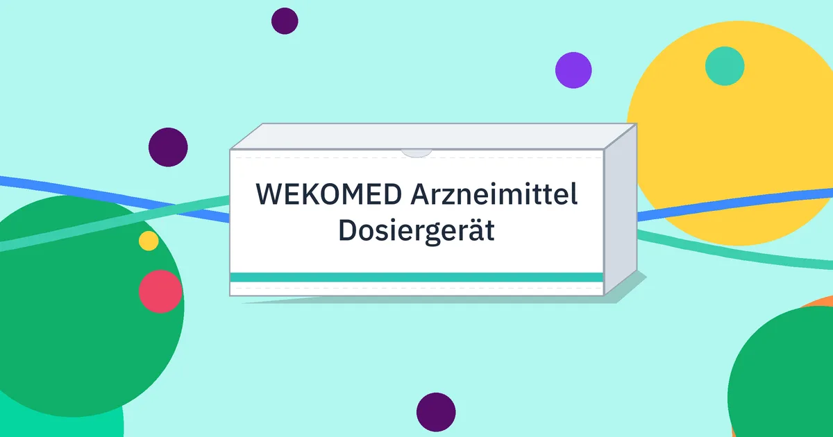 Symbolbild: Packung mit der Aufschrift WEKOMED Arzneimittel Dosiergerät (PZN 03509477) – Verfügbarkeit und Bezug in Apotheken in Frankfurt am Main