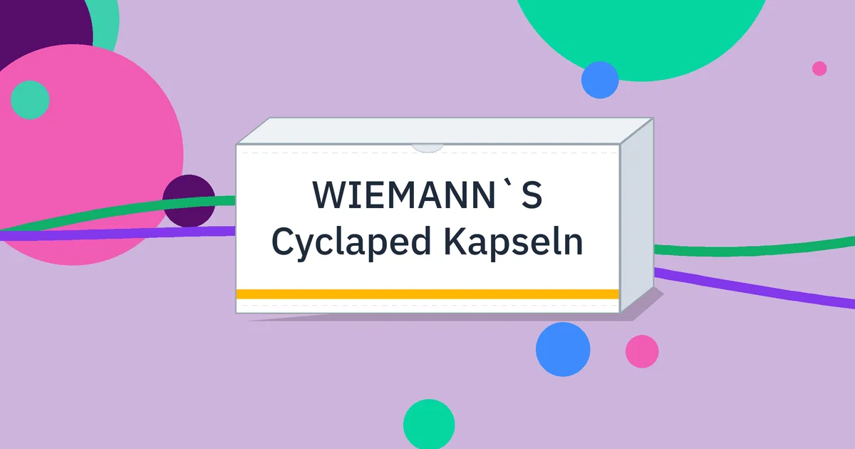 Symbolbild: Packung mit der Aufschrift WIEMANN`S Cyclaped Kapseln (PZN 02431402) – Verfügbarkeit und Bezug in Apotheken in Frankfurt am Main