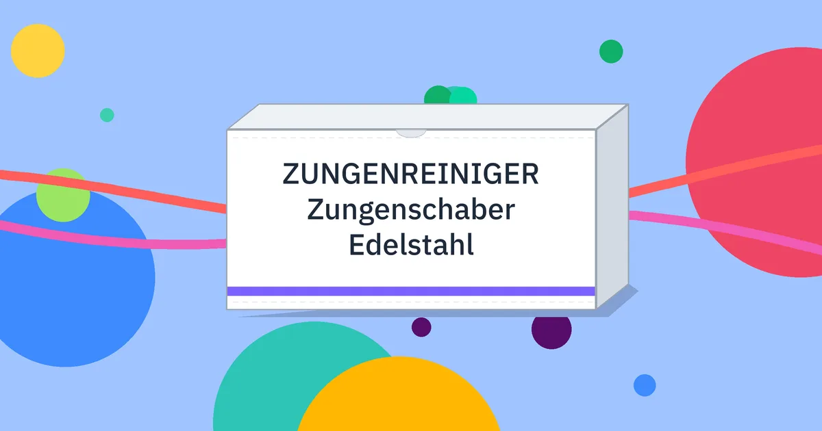 Symbolbild: Packung mit der Aufschrift ZUNGENREINIGER Zungenschaber Edelstahl (PZN 18886286) – Verfügbarkeit und Bezug in Apotheken in Frankfurt am Main