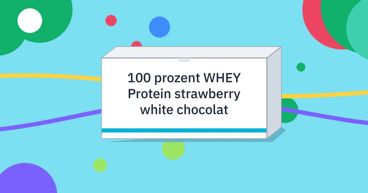 Symbolbild: Packung mit der Aufschrift 100 prozent WHEY Protein strawberry white chocolat (PZN 12422031) – Verfügbarkeit und Bezug in Apotheken in Frankfurt am Main