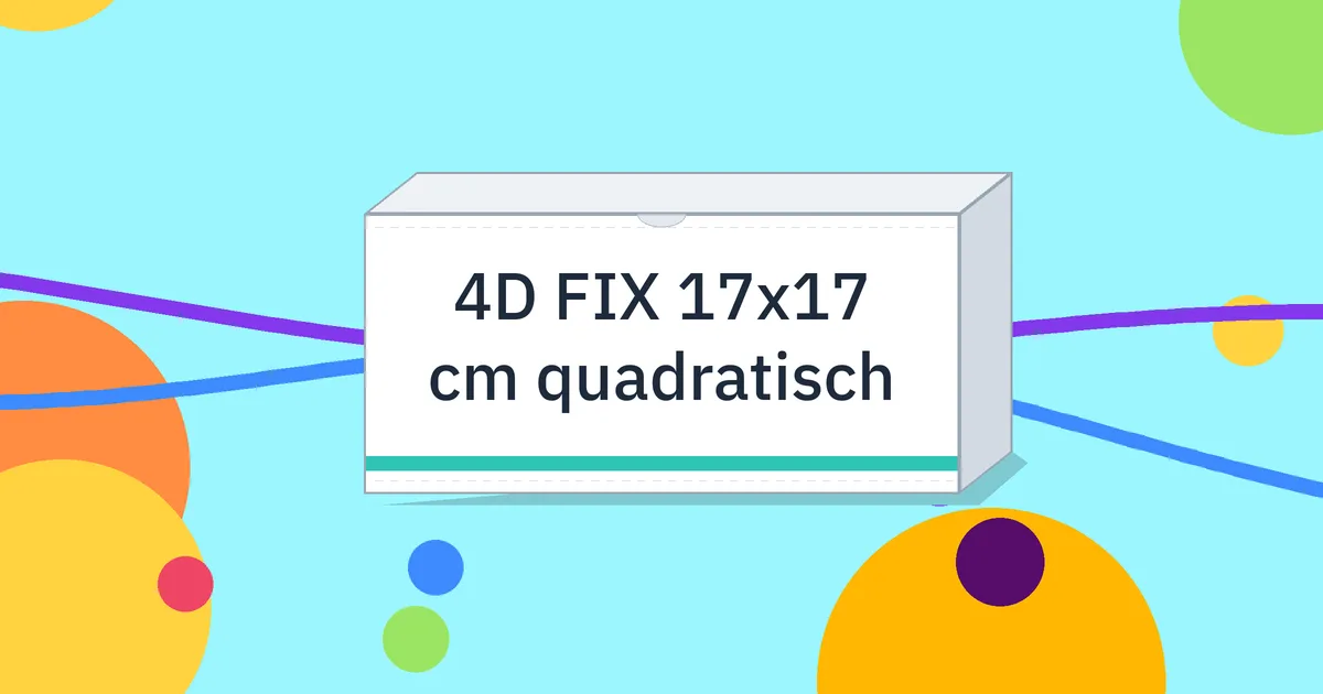 Symbolbild: Packung mit der Aufschrift 4D FIX 17x17 cm quadratisch (PZN 20581677) – Verfügbarkeit und Bezug in Apotheken in Frankfurt am Main