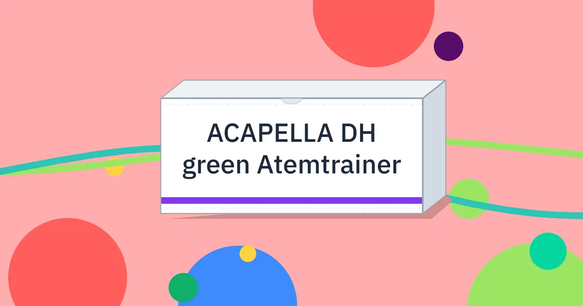 Symbolbild: Packung mit der Aufschrift ACAPELLA DH green Atemtrainer (PZN 09105947) – Verfügbarkeit und Bezug in Apotheken in Frankfurt am Main