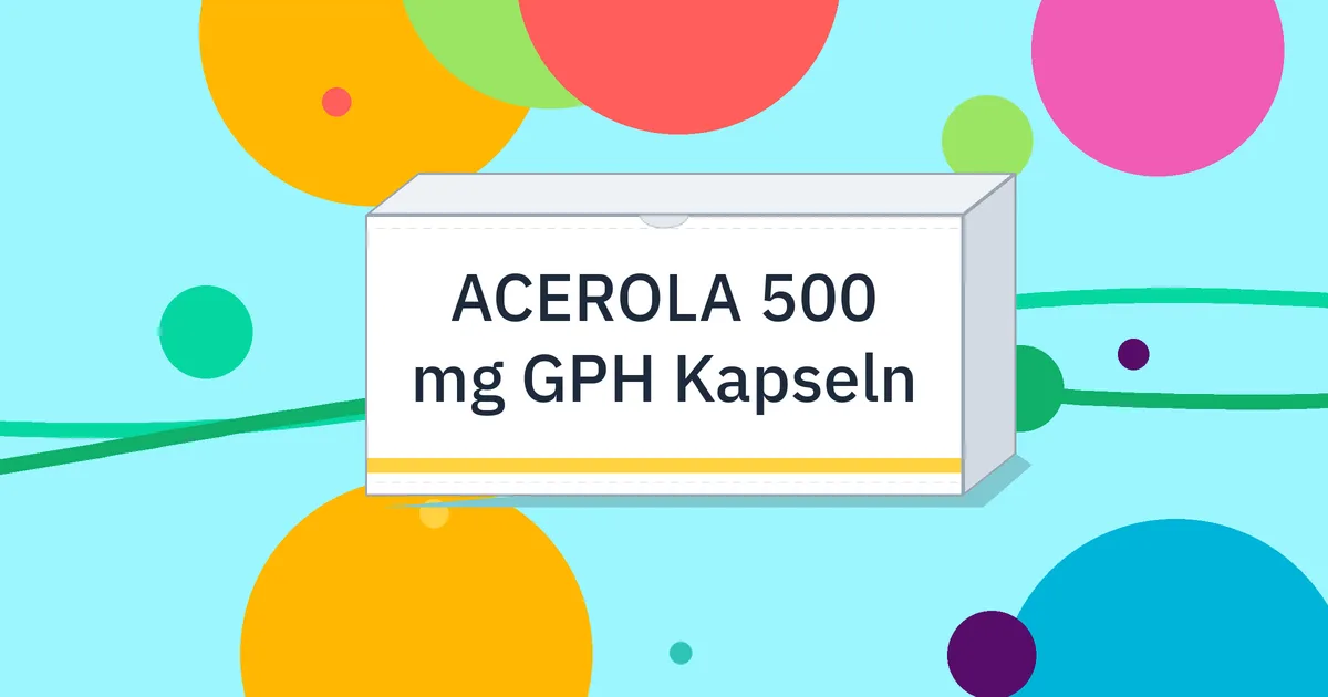 Symbolbild: Packung mit der Aufschrift ACEROLA 500 mg GPH Kapseln (PZN 10337901) – Verfügbarkeit und Bezug in Apotheken in Frankfurt am Main