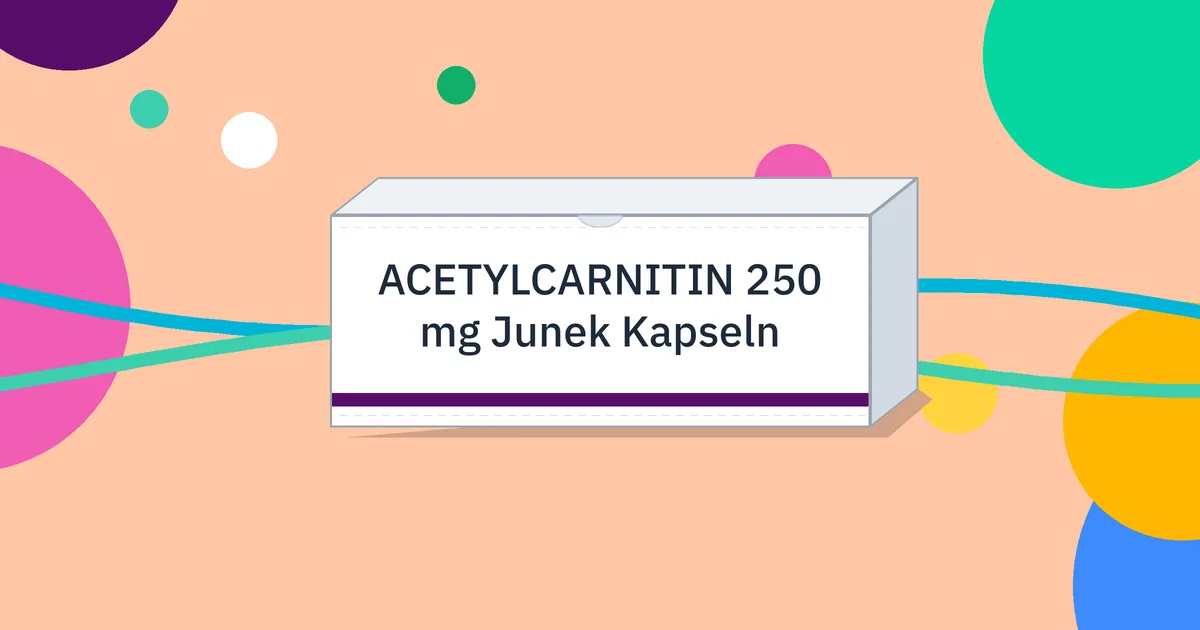 Symbolbild: Packung mit der Aufschrift ACETYLCARNITIN 250 mg Junek Kapseln (PZN 01089203) – Verfügbarkeit und Bezug in Apotheken in Frankfurt am Main