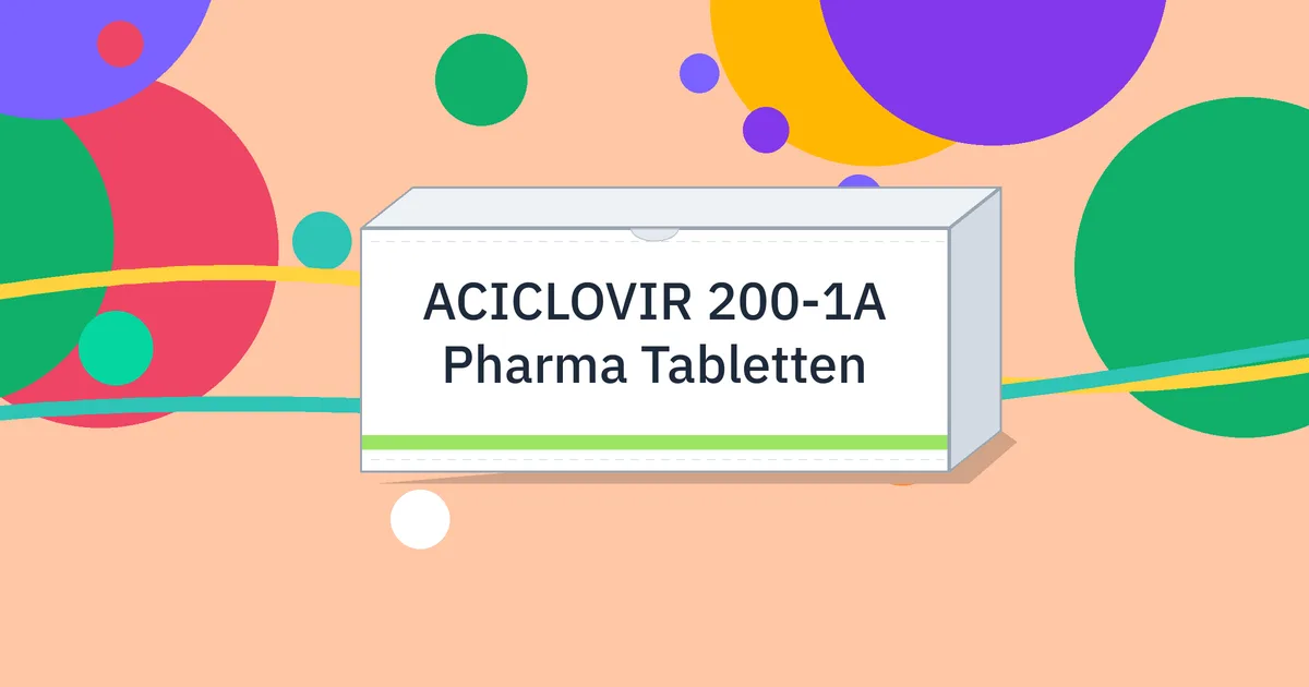 Symbolbild: Packung mit der Aufschrift ACICLOVIR 200-1A Pharma Tabletten (PZN 00870474) – Verfügbarkeit und Bezug in Apotheken in Frankfurt am Main