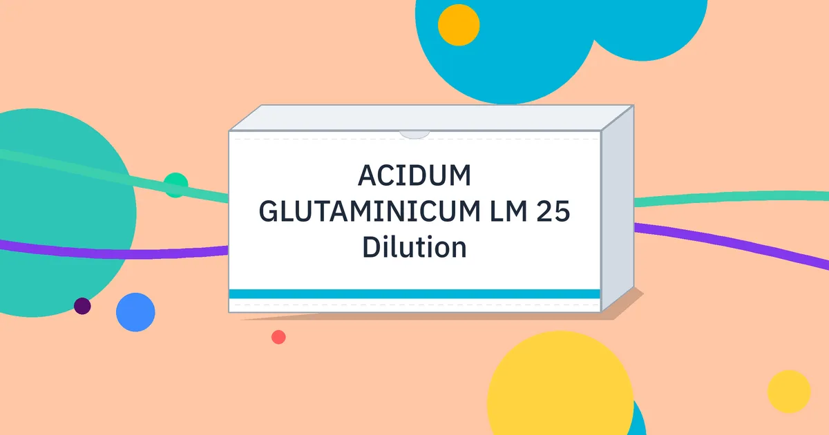Symbolbild: Packung mit der Aufschrift ACIDUM GLUTAMINICUM LM 25 Dilution (PZN 13276761) – Verfügbarkeit und Bezug in Apotheken in Frankfurt am Main