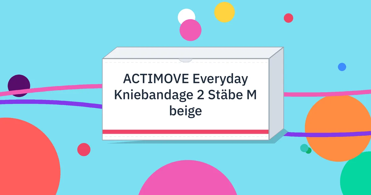 Symbolbild: Packung mit der Aufschrift ACTIMOVE Everyday Kniebandage 2 Stäbe M beige (PZN 18328244) – Verfügbarkeit und Bezug in Apotheken in Frankfurt am Main