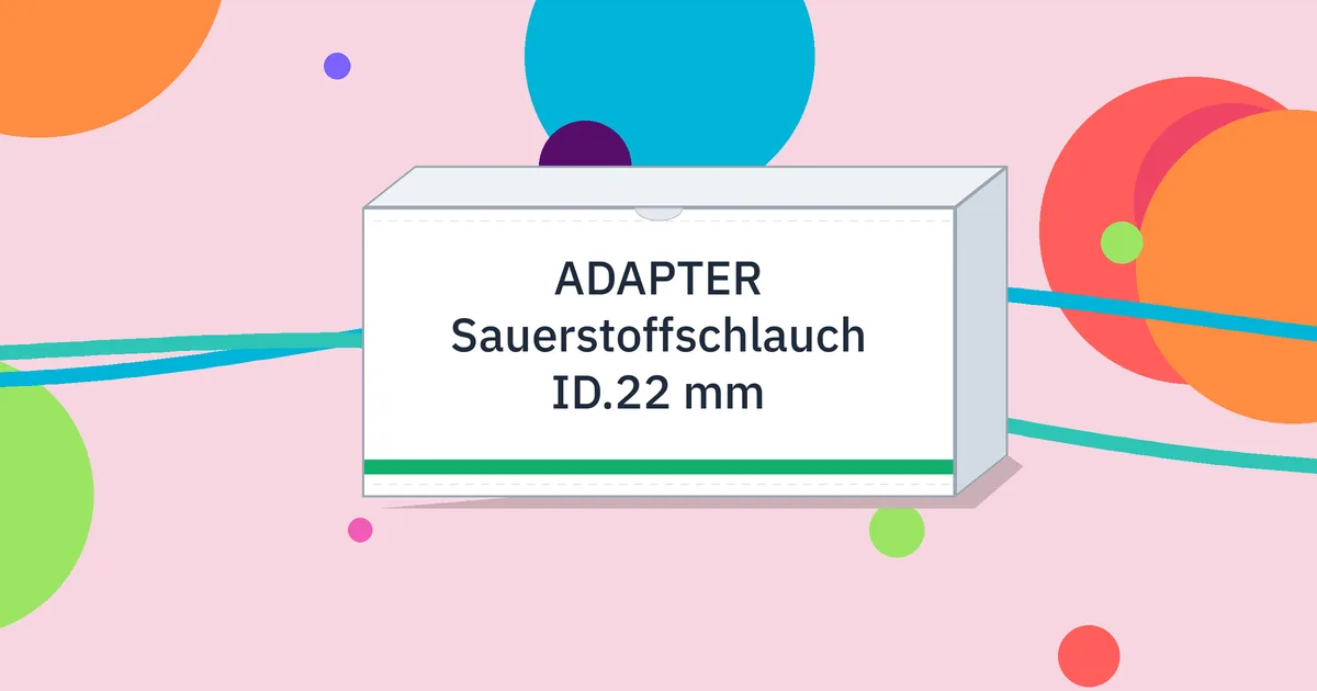 Symbolbild: Packung mit der Aufschrift ADAPTER Sauerstoffschlauch ID.22 mm (PZN 20204963) – Verfügbarkeit und Bezug in Apotheken in Frankfurt am Main