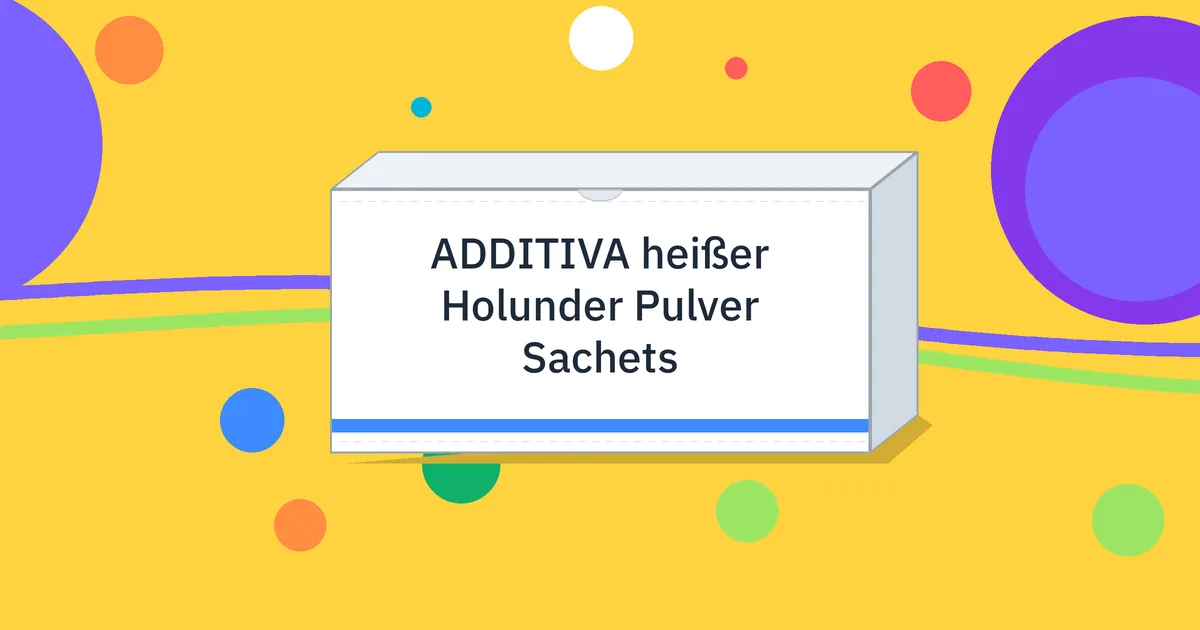 Symbolbild: Packung mit der Aufschrift ADDITIVA heißer Holunder Pulver Sachets (PZN 10627579) – Verfügbarkeit und Bezug in Apotheken in Frankfurt am Main