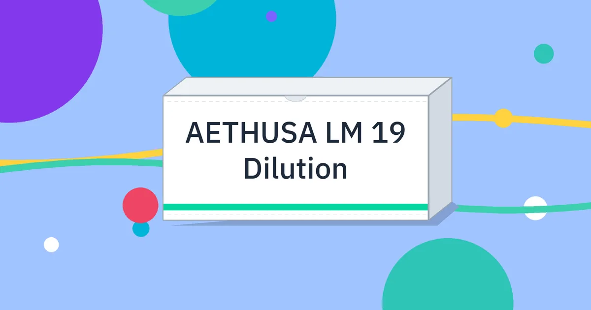 Symbolbild: Packung mit der Aufschrift AETHUSA LM 19 Dilution (PZN 12755910) – Verfügbarkeit und Bezug in Apotheken in Frankfurt am Main