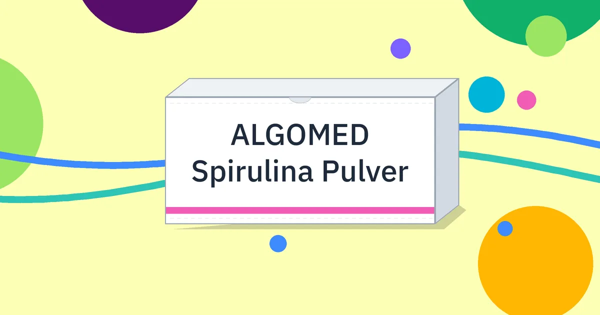 Symbolbild: Packung mit der Aufschrift ALGOMED Spirulina Pulver (PZN 19403864) – Verfügbarkeit und Bezug in Apotheken in Frankfurt am Main