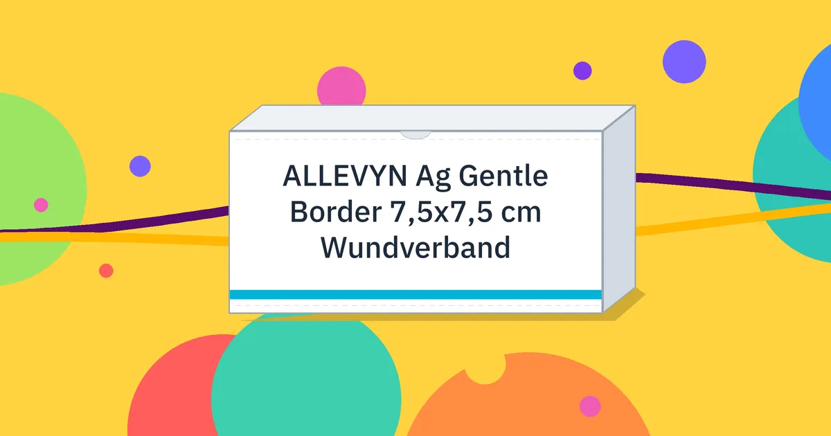 Symbolbild: Packung mit der Aufschrift ALLEVYN Ag Gentle Border 7,5x7,5 cm Wundverband (PZN 18051239) – Verfügbarkeit und Bezug in Apotheken in Frankfurt am Main