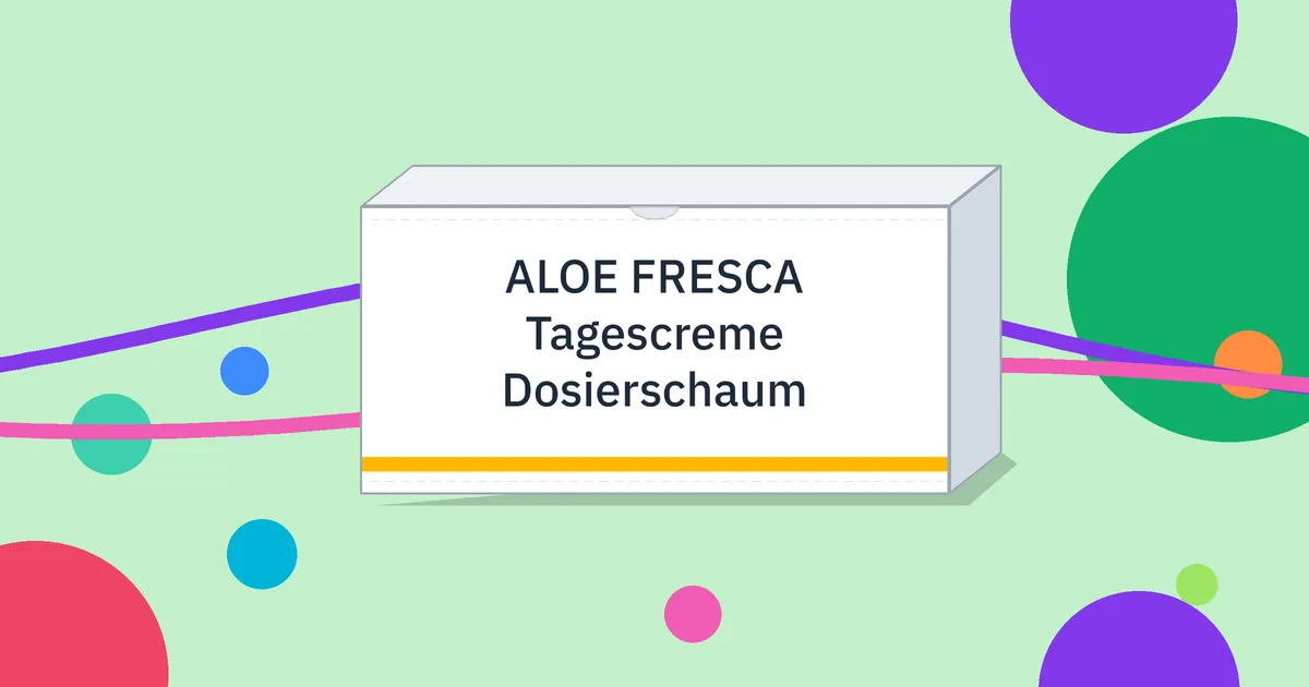 Symbolbild: Packung mit der Aufschrift ALOE FRESCA Tagescreme Dosierschaum (PZN 04791151) – Verfügbarkeit und Bezug in Apotheken in Frankfurt am Main