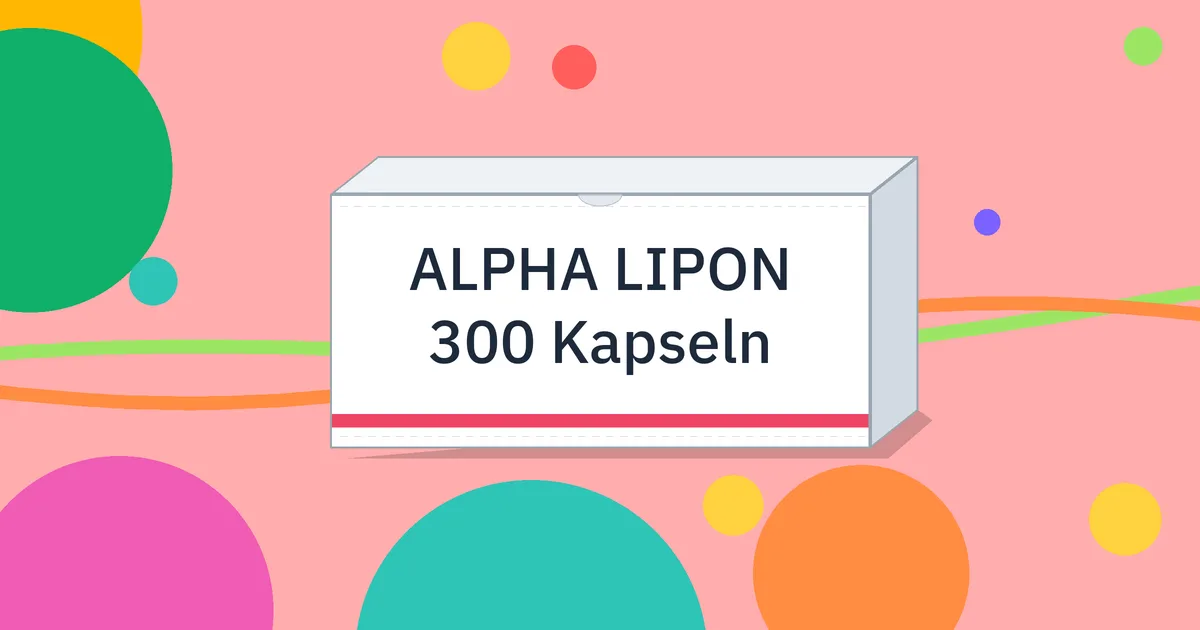 Symbolbild: Packung mit der Aufschrift ALPHA LIPON 300 Kapseln (PZN 15734481) – Verfügbarkeit und Bezug in Apotheken in Frankfurt am Main