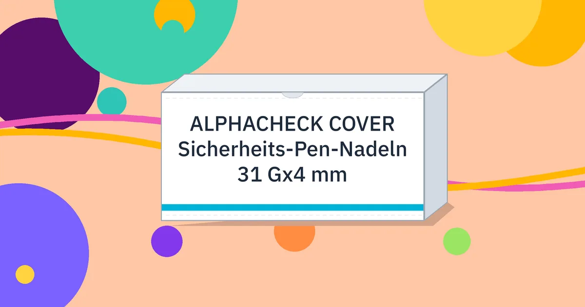 Symbolbild: Packung mit der Aufschrift ALPHACHECK COVER Sicherheits-Pen-Nadeln 31 Gx4 mm (PZN 18037794) – Verfügbarkeit und Bezug in Apotheken in Frankfurt am Main