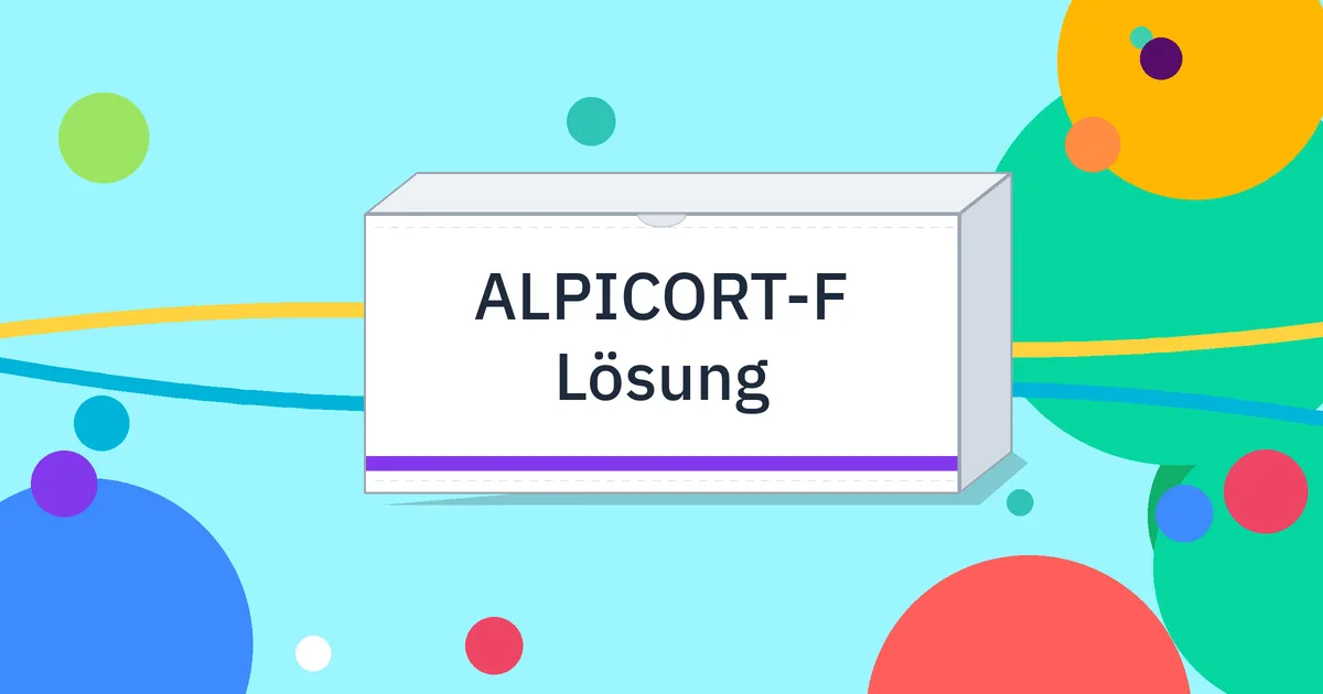 Symbolbild: Packung mit der Aufschrift ALPICORT-F Lösung (PZN 12388593) – Verfügbarkeit und Bezug in Apotheken in Frankfurt am Main