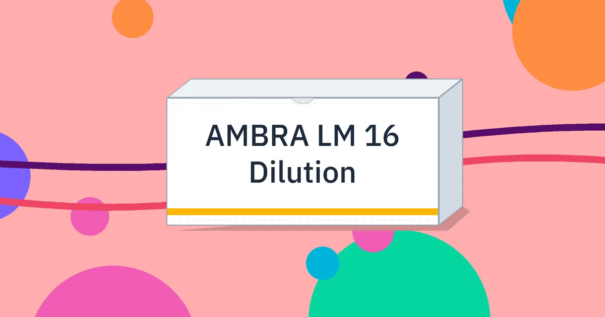 Symbolbild: Packung mit der Aufschrift AMBRA LM 16 Dilution (PZN 12759836) – Verfügbarkeit und Bezug in Apotheken in Frankfurt am Main