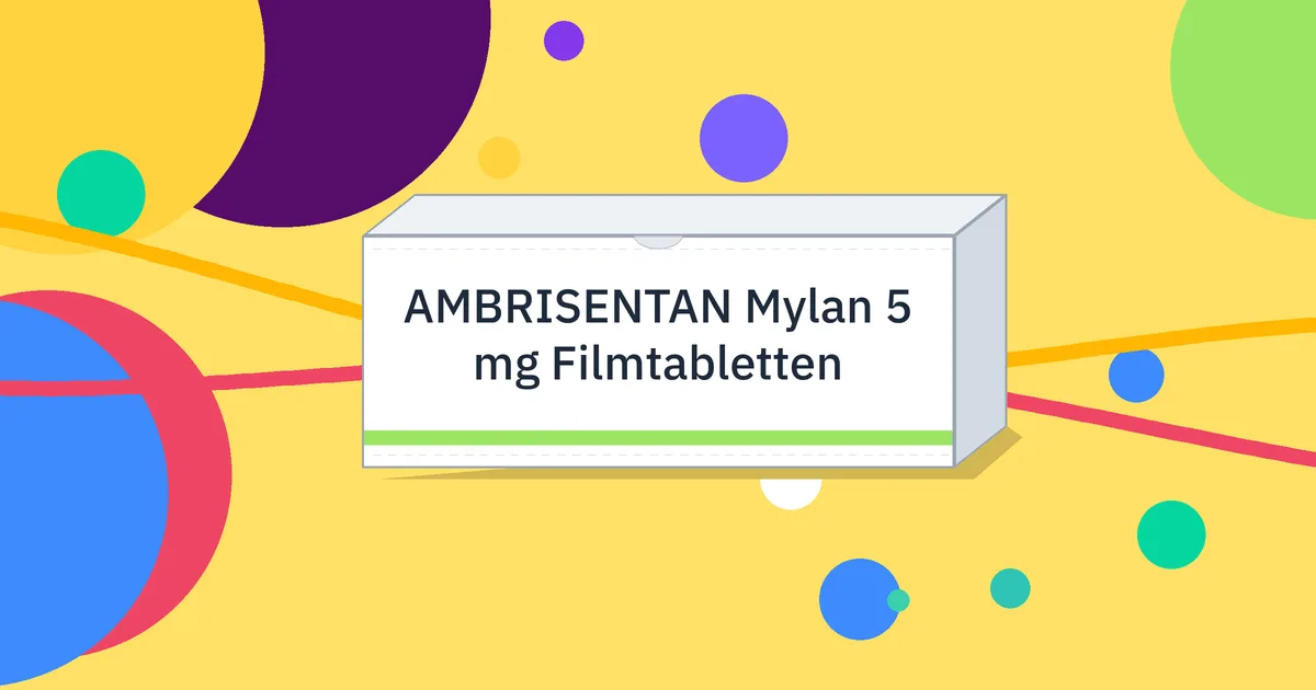 Symbolbild: Packung mit der Aufschrift AMBRISENTAN Mylan 5 mg Filmtabletten (PZN 16042242) – Verfügbarkeit und Bezug in Apotheken in Frankfurt am Main