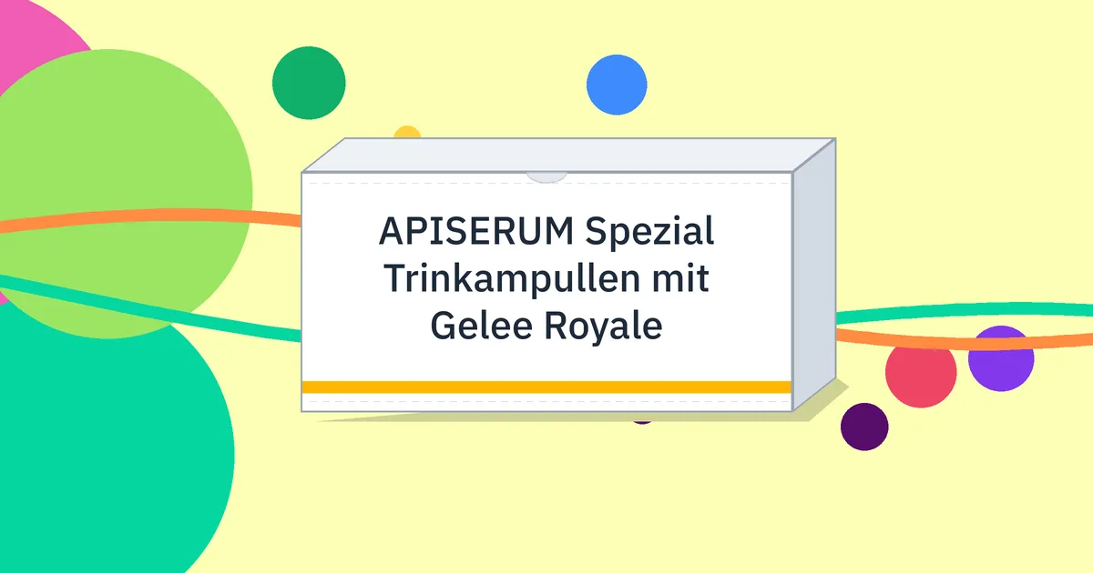 Symbolbild: Packung mit der Aufschrift APISERUM Spezial Trinkampullen mit Gelee Royale (PZN 02457910) – Verfügbarkeit und Bezug in Apotheken in Frankfurt am Main