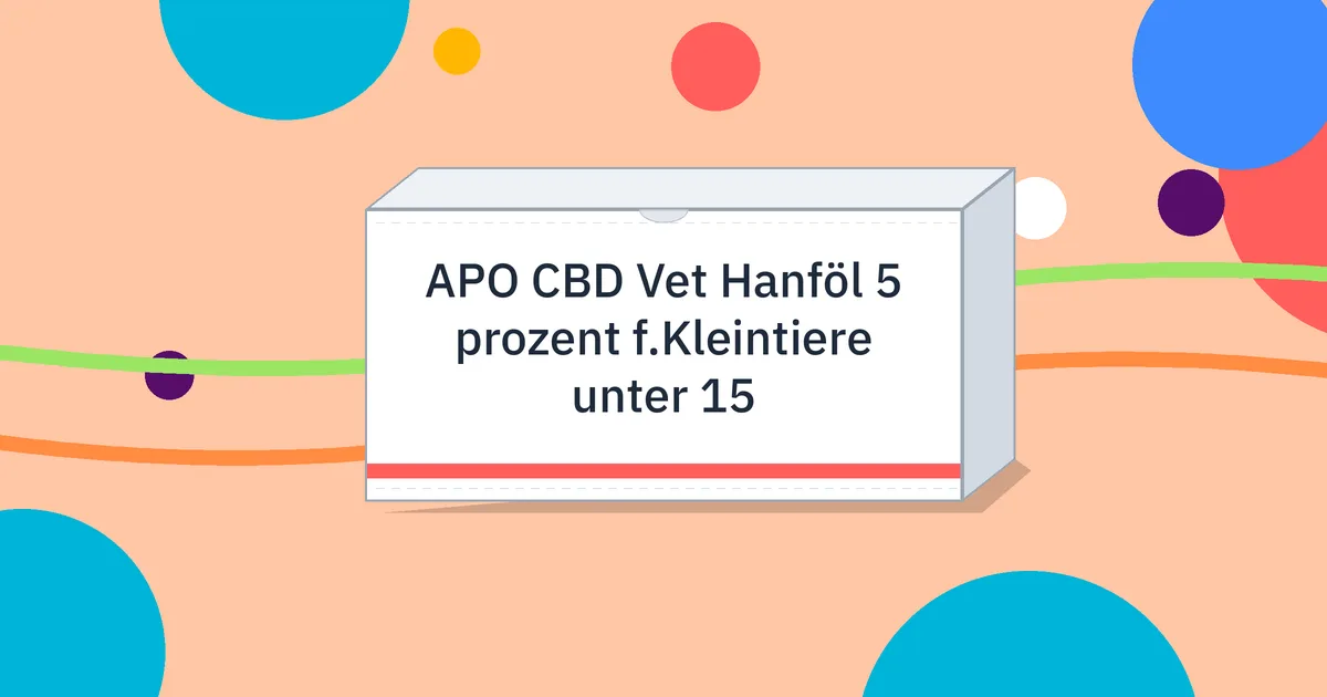 Symbolbild: Packung mit der Aufschrift APO CBD Vet Hanföl 5 prozent f.Kleintiere unter 15 (PZN 16505920) – Verfügbarkeit und Bezug in Apotheken in Frankfurt am Main