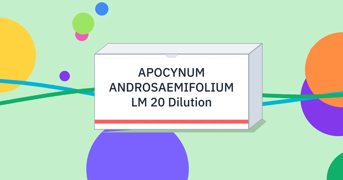 Symbolbild: Packung mit der Aufschrift APOCYNUM ANDROSAEMIFOLIUM LM 20 Dilution (PZN 13380406) – Verfügbarkeit und Bezug in Apotheken in Frankfurt am Main