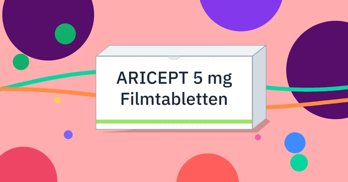 Symbolbild: Packung mit der Aufschrift ARICEPT 5 mg Filmtabletten (PZN 09722551) – Verfügbarkeit und Bezug in Apotheken in Frankfurt am Main