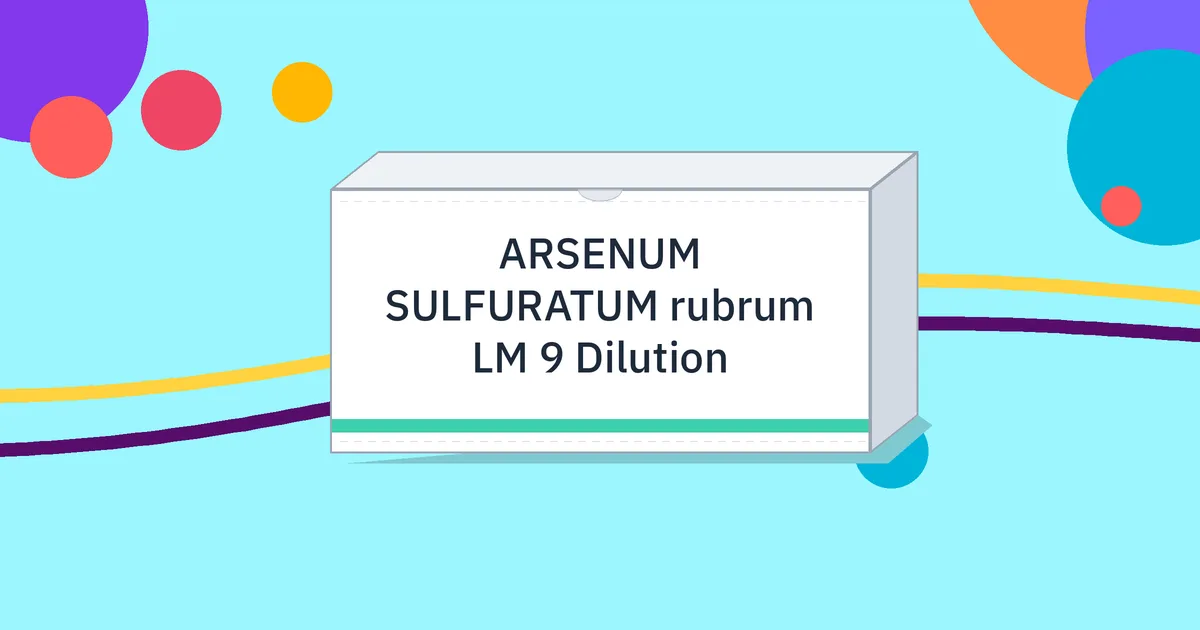 Symbolbild: Packung mit der Aufschrift ARSENUM SULFURATUM rubrum LM 9 Dilution (PZN 12779738) – Verfügbarkeit und Bezug in Apotheken in Frankfurt am Main