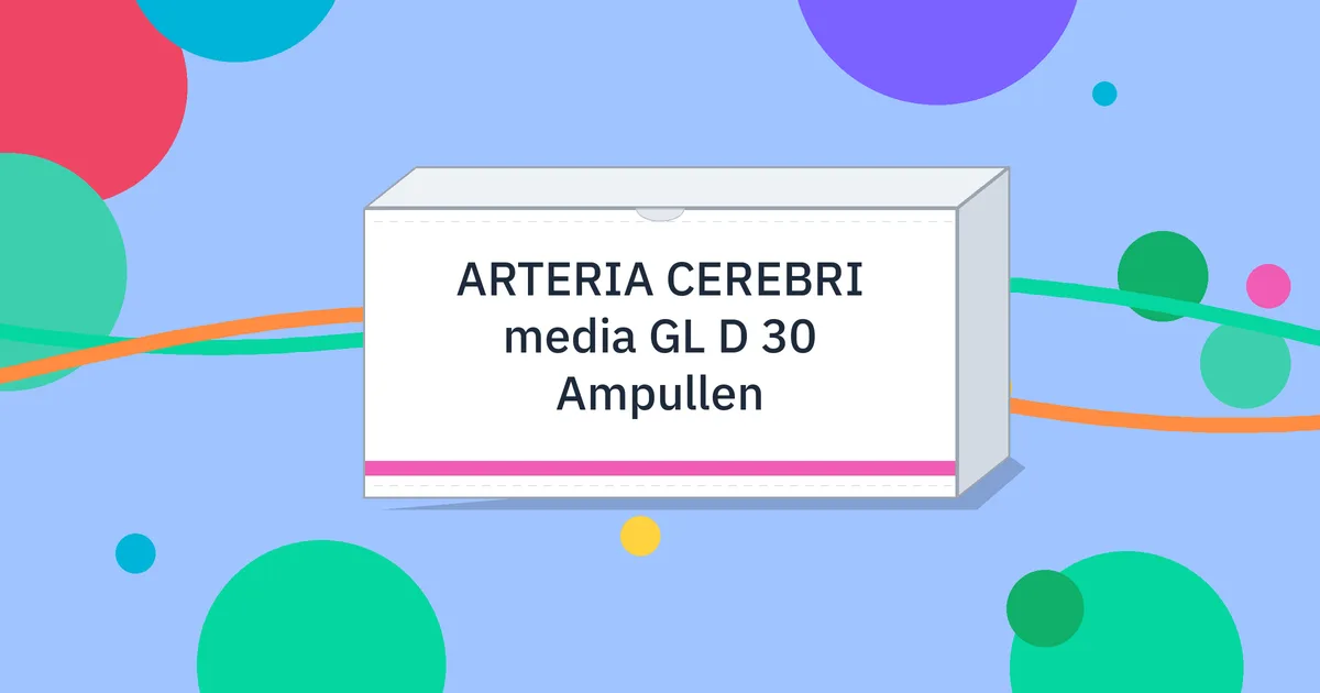 Symbolbild: Packung mit der Aufschrift ARTERIA CEREBRI media GL D 30 Ampullen (PZN 02903999) – Verfügbarkeit und Bezug in Apotheken in Frankfurt am Main
