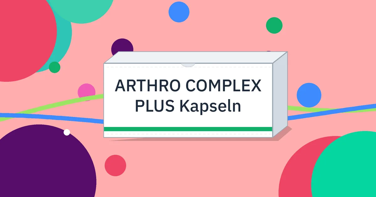 Symbolbild: Packung mit der Aufschrift ARTHRO COMPLEX PLUS Kapseln (PZN 19269816) – Verfügbarkeit und Bezug in Apotheken in Frankfurt am Main