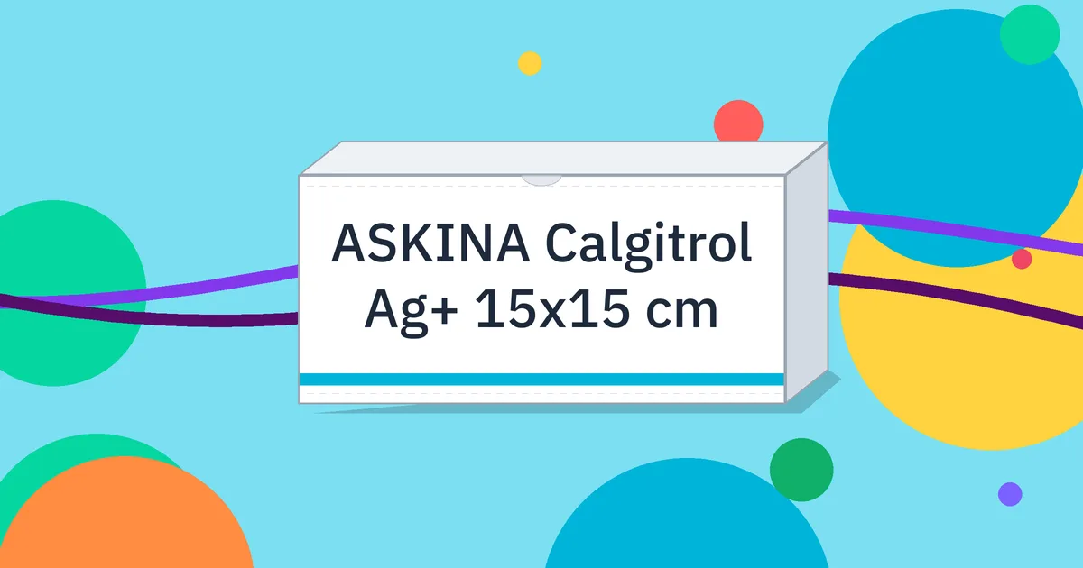 Symbolbild: Packung mit der Aufschrift ASKINA Calgitrol Ag+ 15x15 cm (PZN 18707355) – Verfügbarkeit und Bezug in Apotheken in Frankfurt am Main