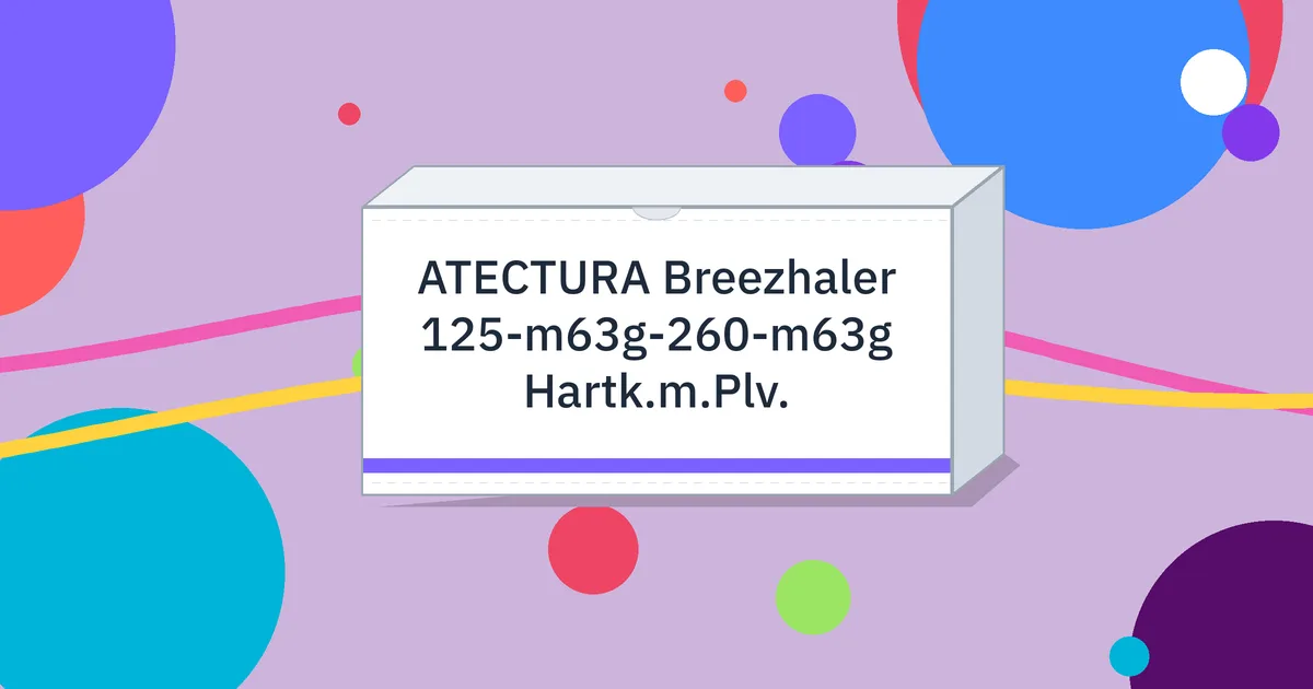 Symbolbild: Packung mit der Aufschrift ATECTURA Breezhaler 125-m63g-260-m63g Hartk.m.Plv. (PZN 17562883) – Verfügbarkeit und Bezug in Apotheken in Frankfurt am Main