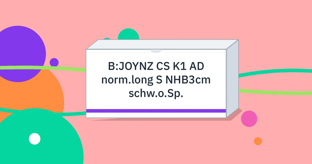 Symbolbild: Packung mit der Aufschrift B:JOYNZ CS K1 AD norm.long S NHB3cm schw.o.Sp. (PZN 20529694) – Verfügbarkeit und Bezug in Apotheken in Frankfurt am Main