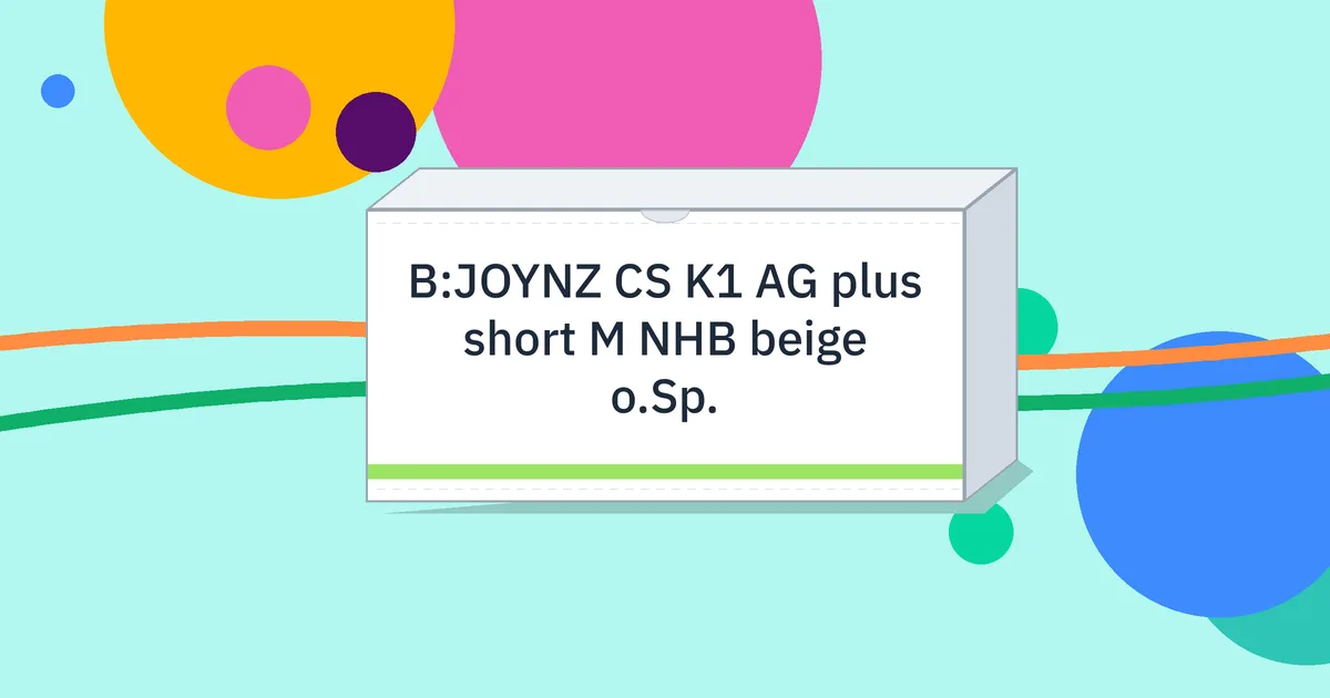 Symbolbild: Packung mit der Aufschrift B:JOYNZ CS K1 AG plus short M NHB beige o.Sp. (PZN 20531194) – Verfügbarkeit und Bezug in Apotheken in Frankfurt am Main