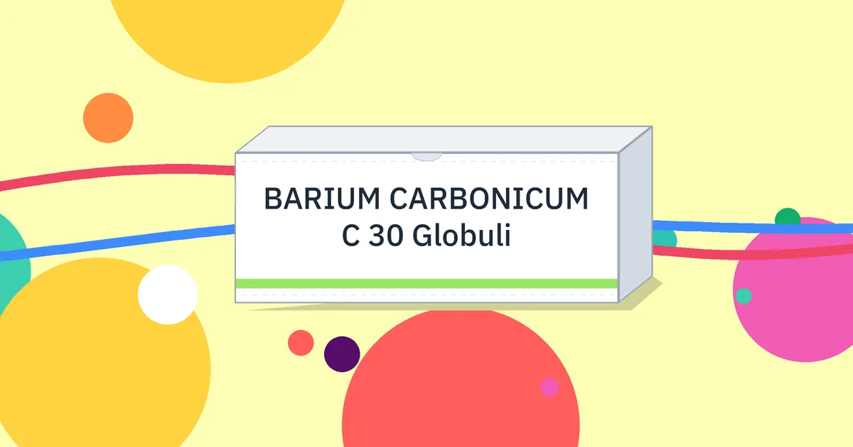 Symbolbild: Packung mit der Aufschrift BARIUM CARBONICUM C 30 Globuli (PZN 02894409) – Verfügbarkeit und Bezug in Apotheken in Frankfurt am Main